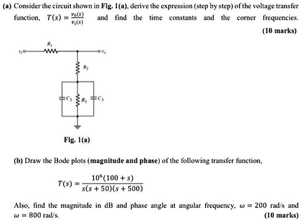 SOLVED: Consider the circuit shown in Fig. 1a. Derive the expression, step by step, of the ...