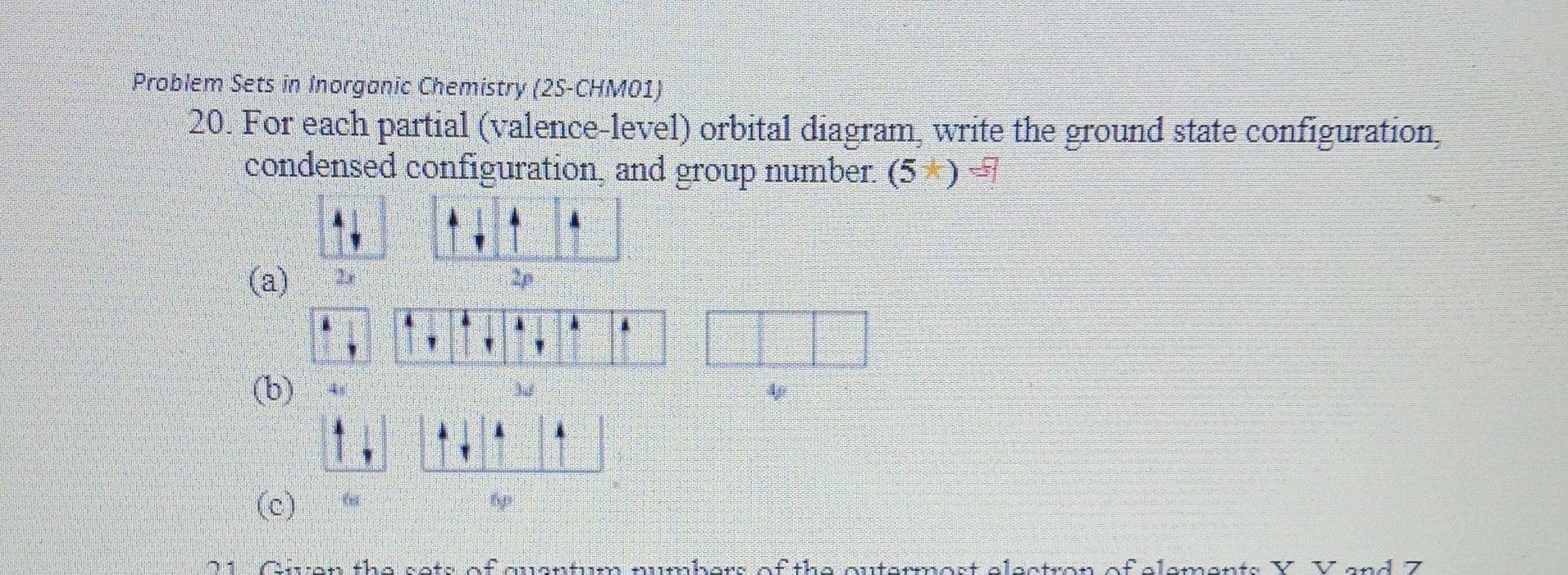 [GET ANSWER] Problem Sets in Inorgonic Chemistry (2S-CHMo1) 20. For ...