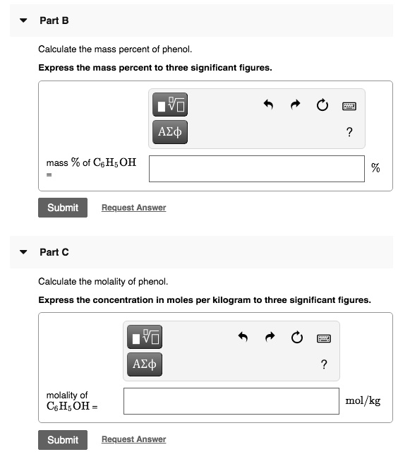 SOLVED: Calculate the mass percent of phenol: Express the mass percent to three significant ...