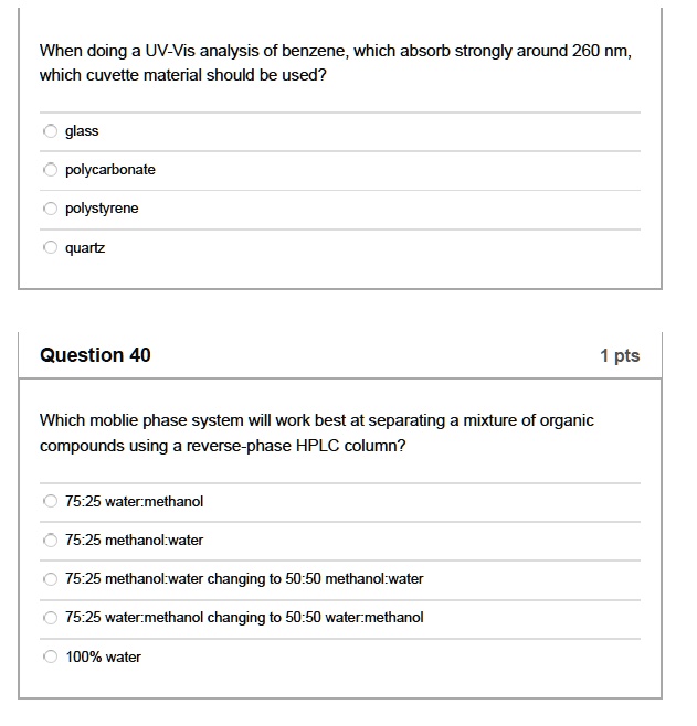 SOLVED: When doing UV-Vis analysis of benzene, which absorb strongly ...
