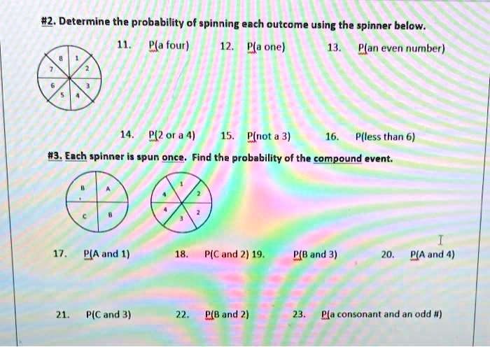 2 determine the probability of spinning each outcome using the spinner ...