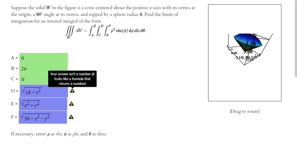 suppose the solid w in the figure is cone centered about the positive z ...