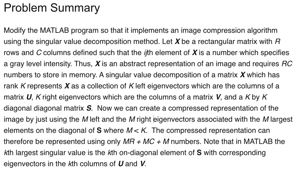SOLVED: Problem Summary Modify the MATLAB program so that it implements ...