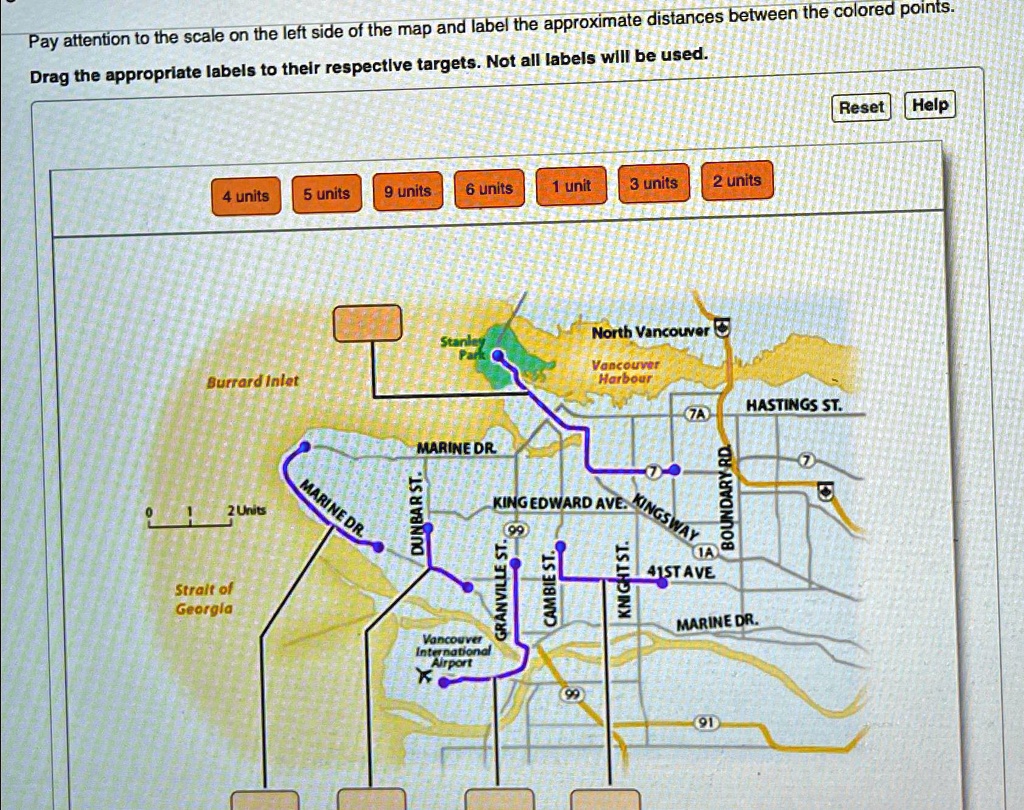 Pay attention to the scale on the left side of the map and label the ...