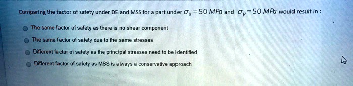 Comparing the factor of safety under DE and MSS for a part under = 50 ...