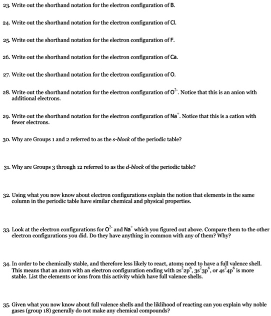23. Write out the shorthand notation for the electron configuration of ...