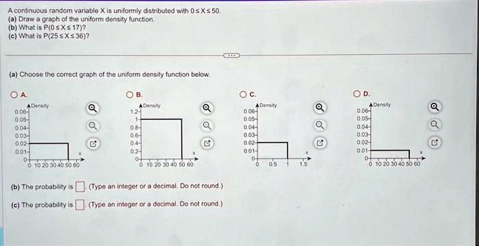 SOLVED: Texts: A continuous random variable X is uniformly distributed ...
