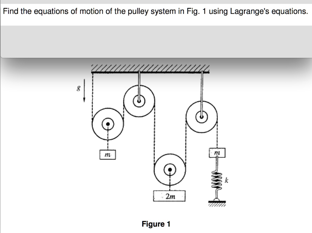 SOLVED: Find the equations of motion of the pulley system in Fig. 1 ...