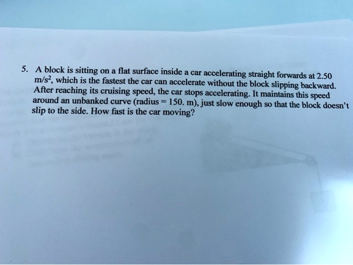 SOLVED: A block is sitting on flat surface inside car accelerating ...