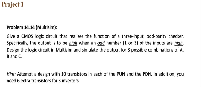 Solved Using Multisim Show And Explain How You Solved The Question Using The Hint Project 1