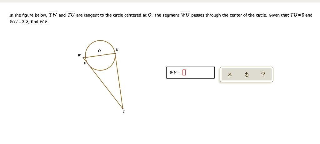 SOLVED: In the figure below, TW and TU are tangent to the circle centered at O. The segment WU ...
