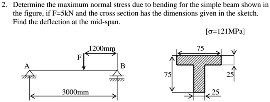 2. Determine the maximum normal stress due to bending for the simple ...