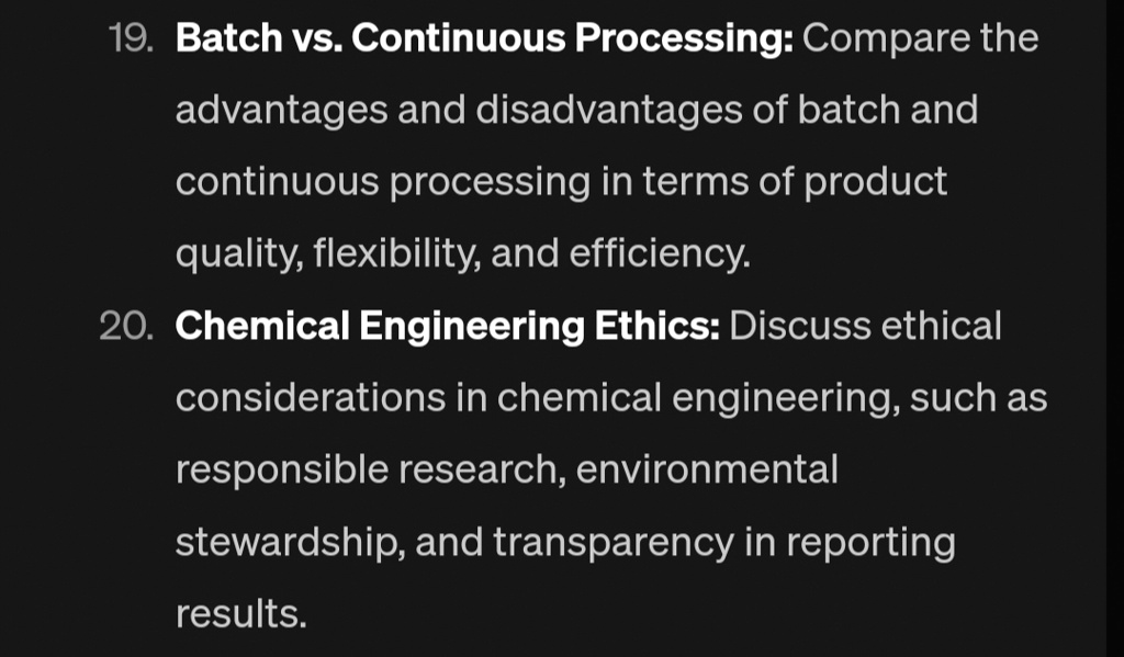 SOLVED: I need 19th question 19. Batch vs. Continuous Processing: Compare the advantages and ...