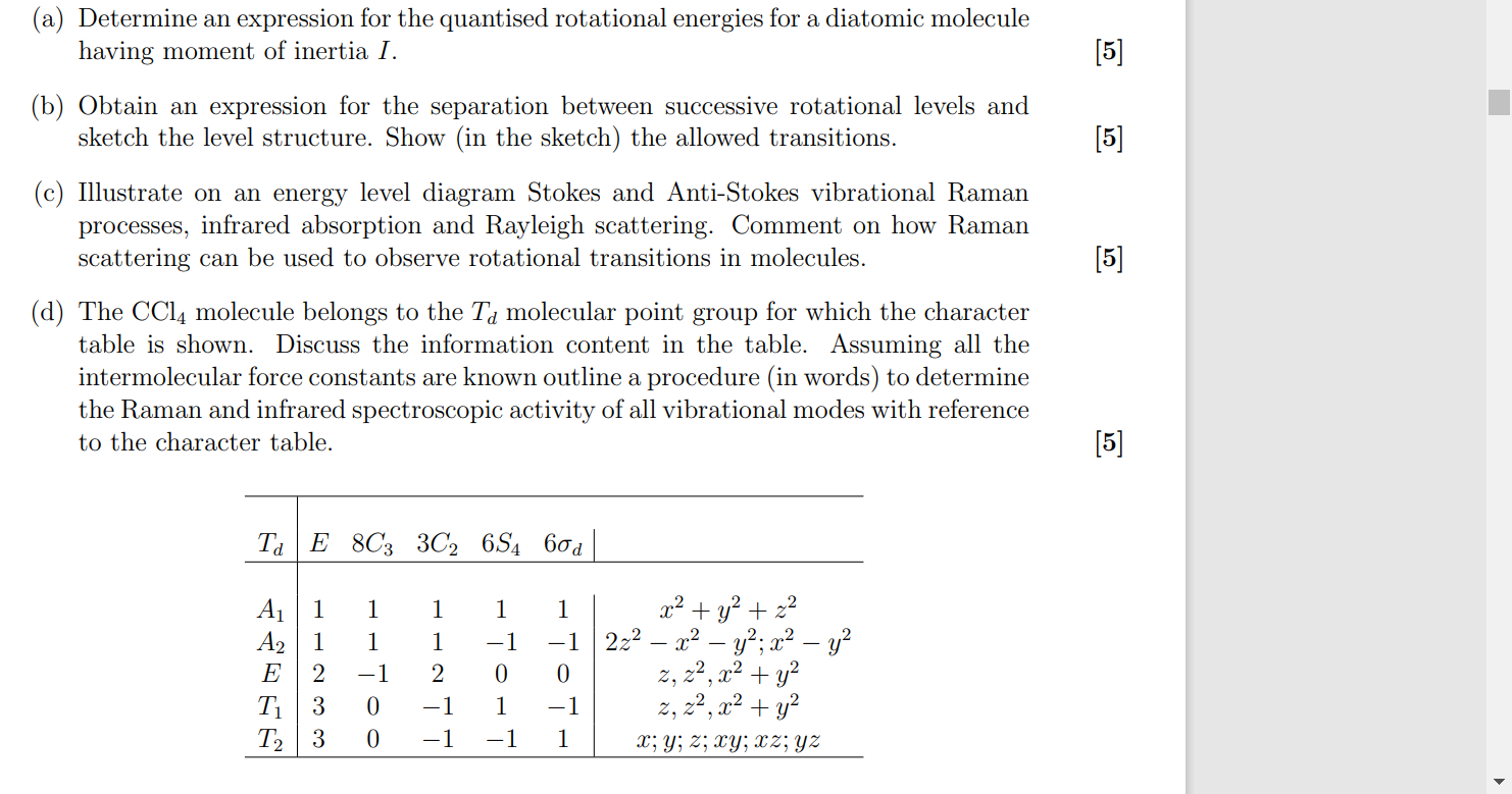 SOLVED: (a) Determine an expression for the quantised rotational ...