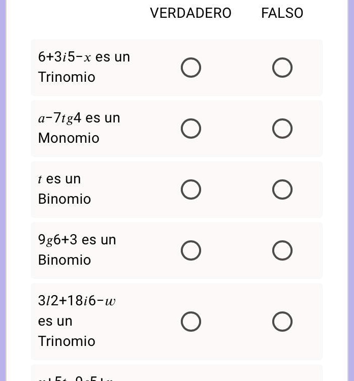 SOLVED: 6+35− es un Trinomio verdadero o falso ¿ me ayudan plis ... SOLVED: 6+35− es un Trinomio verdadero o falso ¿ me ayudan plis ...