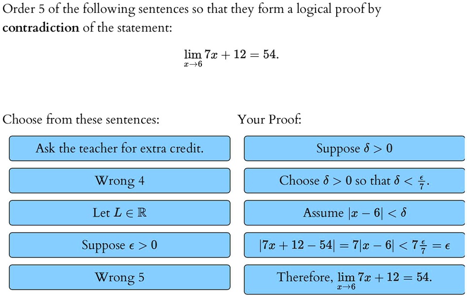 SOLVED: Order 5 of the following sentences so that they form a logical ...