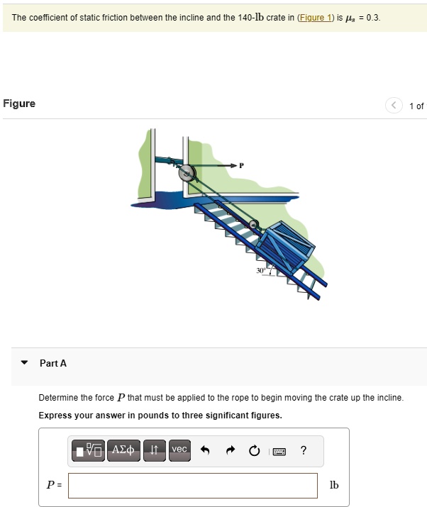 Solved The Coefficient Of Static Friction Between The Incline And The 140 Lb Crate In Figure 1
