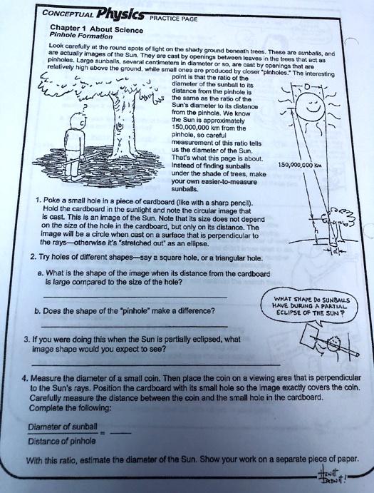CONCEPTUAL Physics PRACTICE PAGE Chapter 1 About Science Pinhole ...