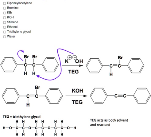Diphneylacetylene Bromine KBr KOH Stilbene Ethanol Triethyl...