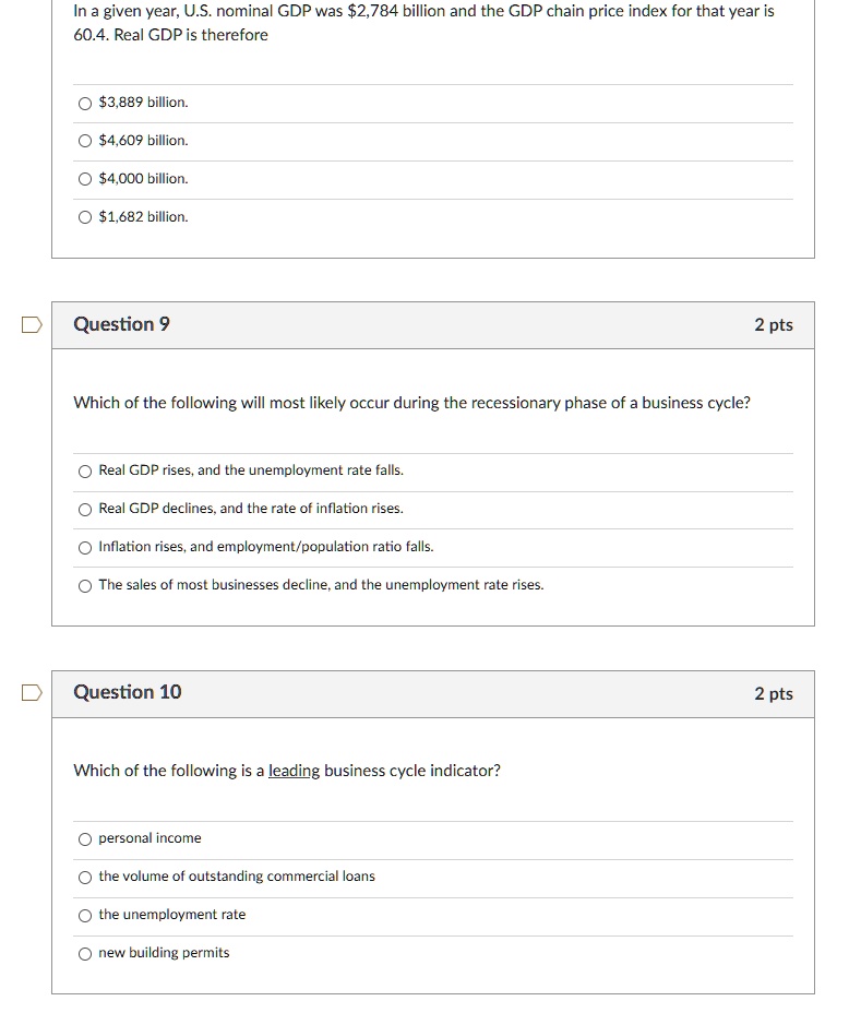 In a given year, U.S. nominal GDP was 2,784 billion and the GDP chain ...