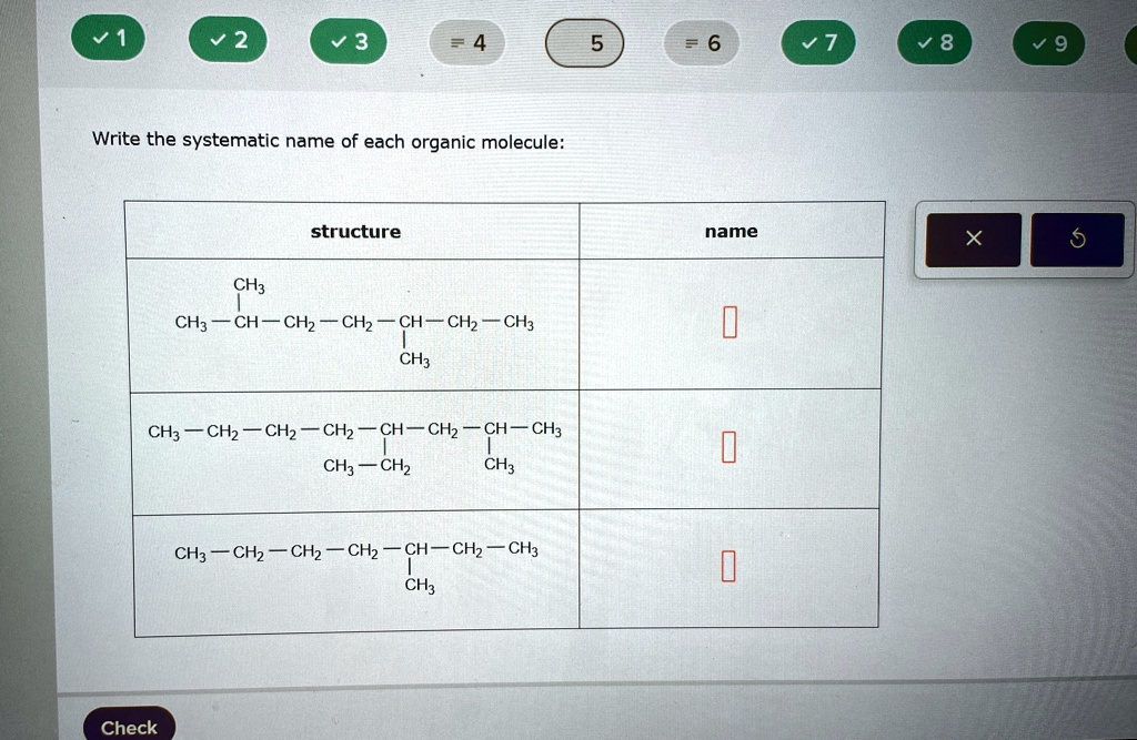 Write the systematic name of each organic molecule structure...