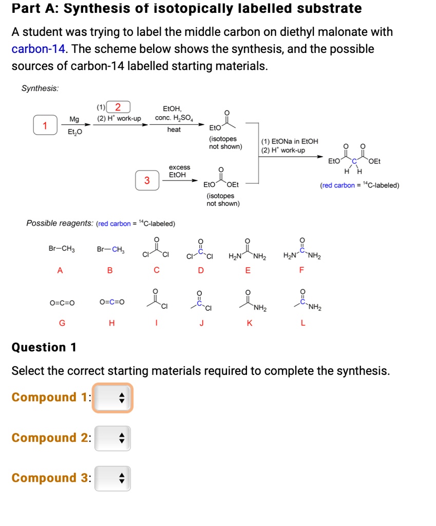 part a synthesis of isotopically labelled substrate a student was ...