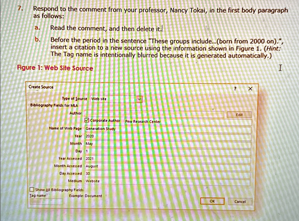 7. Respond to the comment from your professor, Nancy Tokai, in the ...