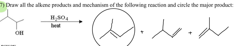 SOLVED: Draw all the alkene products and mechanism of the following ...