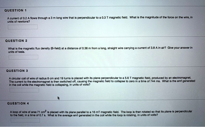 SOLVED: QUESTION cunent flows through units nawrtons? long wire that ...