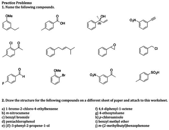 SOLVED: Practice Problems Name the following compounds. OMe Okio SOH 2 ...