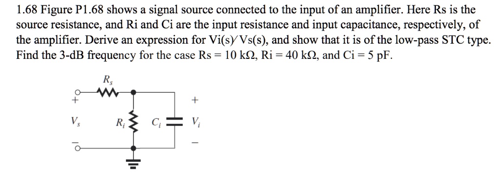 1.68 Figure P1.68 shows a signal source connected to the input of an amplifier. Here Rs is the ...