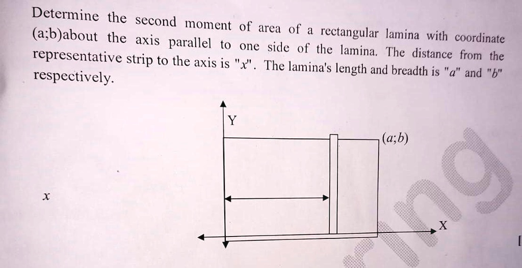 Determine the second moment of area of a rectangular lamina with ...
