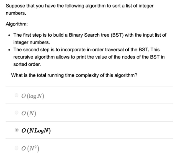 Solved Suppose That You Have The Following Algorithm To Sort A List Of Integer Numbers