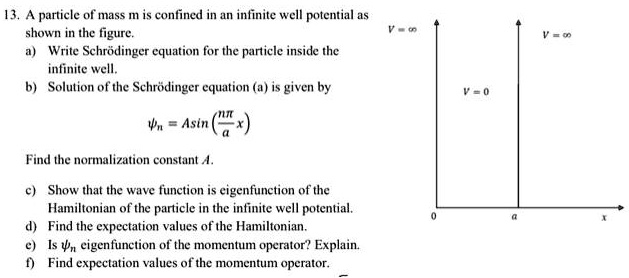13. A particle of mass m is confined in an infinite well potential as ...