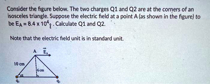 SOLVED: Consider the figure below: The two charges Q1 and Q2 are at the corners of an isosceles ...