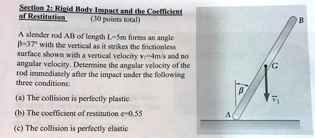 SOLVED: Section 2: Rigid Body Impact and the Coefficient of Restitution (30 points total) A ...