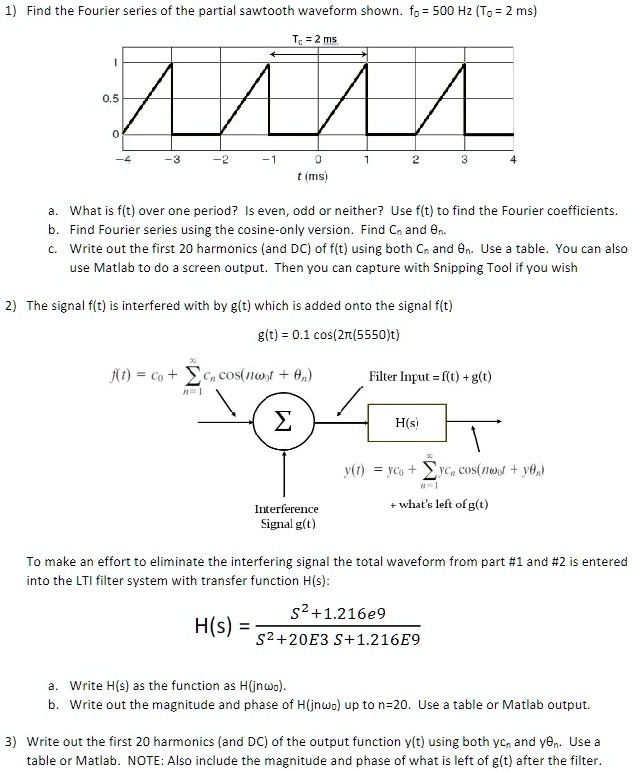texts 1 find the fourier series of the partial sawtooth waveform shown ...