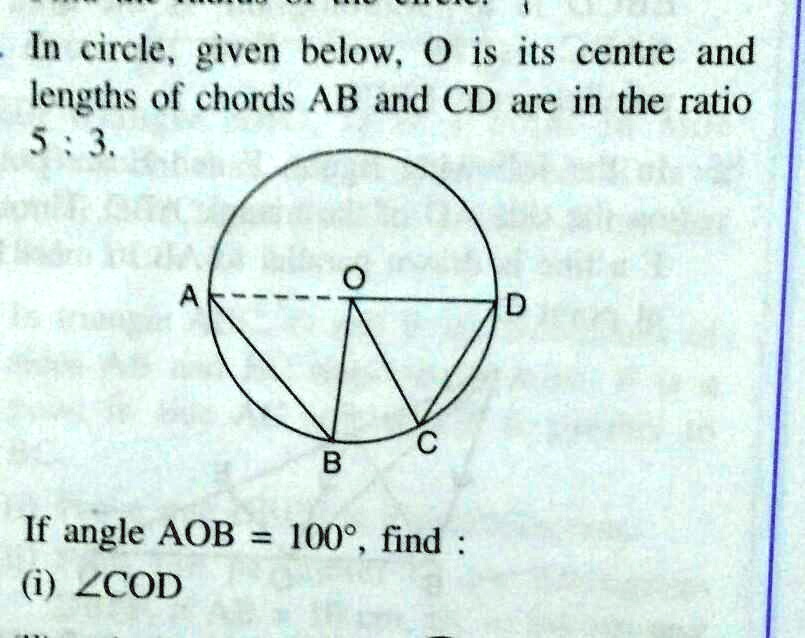 SOLVED: In the circle given below, O is its centre and the lengths of the chords AB and CD are ...