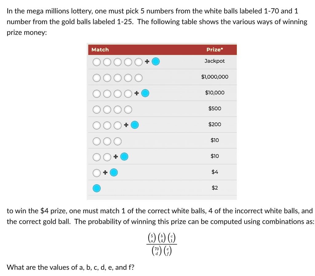 SOLVED: In the mega millions lottery, one must pick 5 numbers from the ...