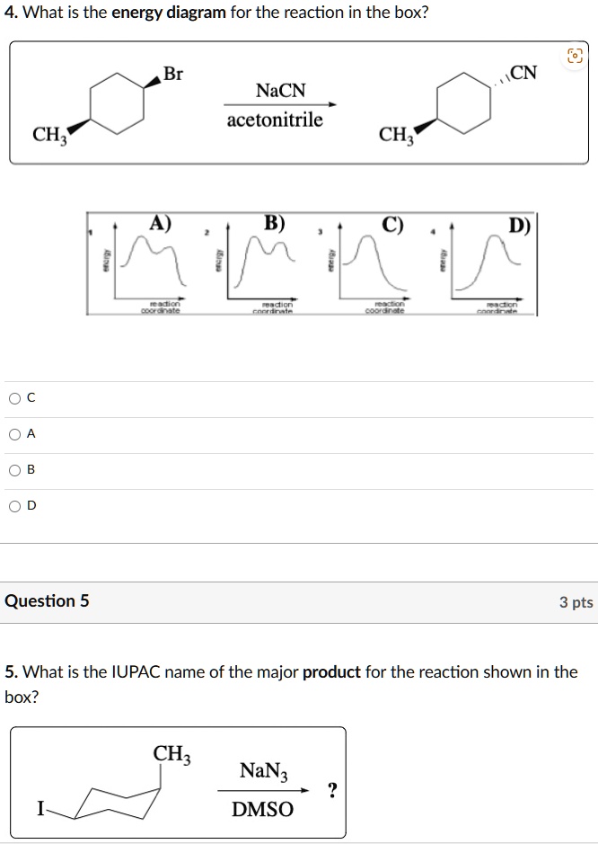 What is the energy diagram for the reaction in the box? C A B D ...