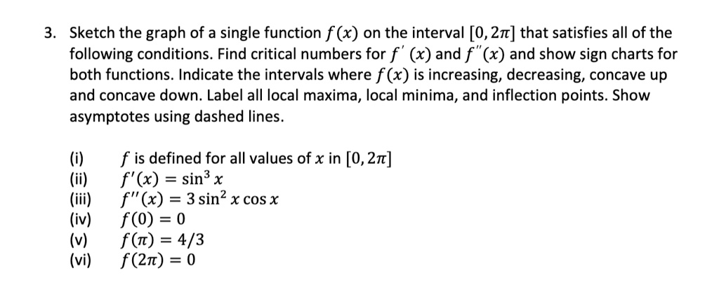 3 sketch the graph of a single function f x on the interval 0 2i that satisfies all of the ...