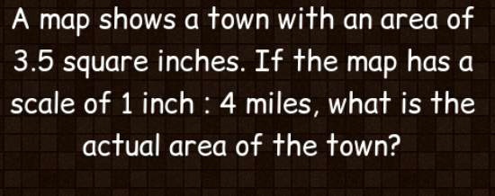 A map shows a town with an area of 3.5 square inches. If the map has a ...