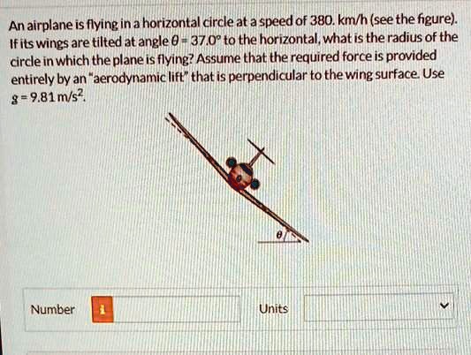 SOLVED: An airplane is flying in a horizontal circle at a speed of 380 ...