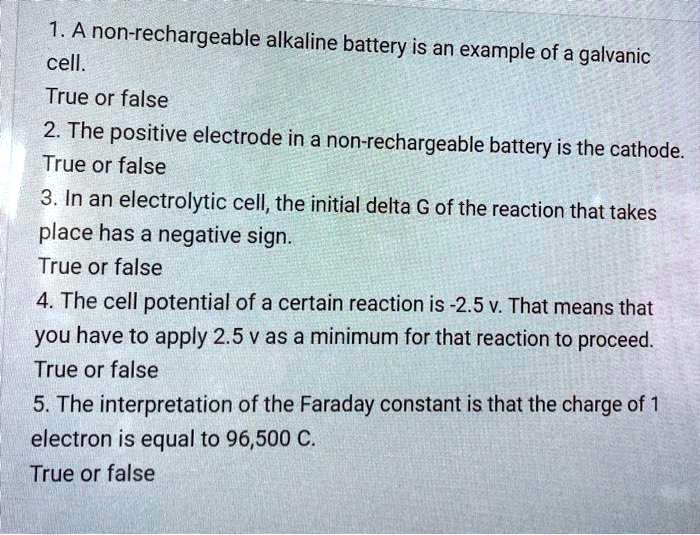 non-rechargeable alkaline battery cell. 'is an example of a galvanic ...