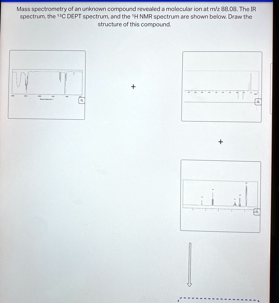 mass spectrometry of an unknown compound revealed a molecular ion at mz ...