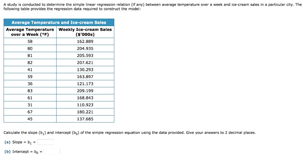 study is conducted to determine the simple linear regression relation ...