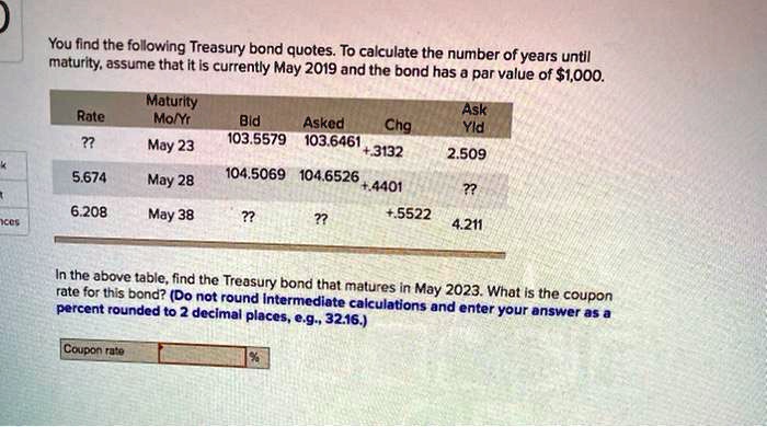 You find the following Treasury bond quotes. To calculate the number of ...