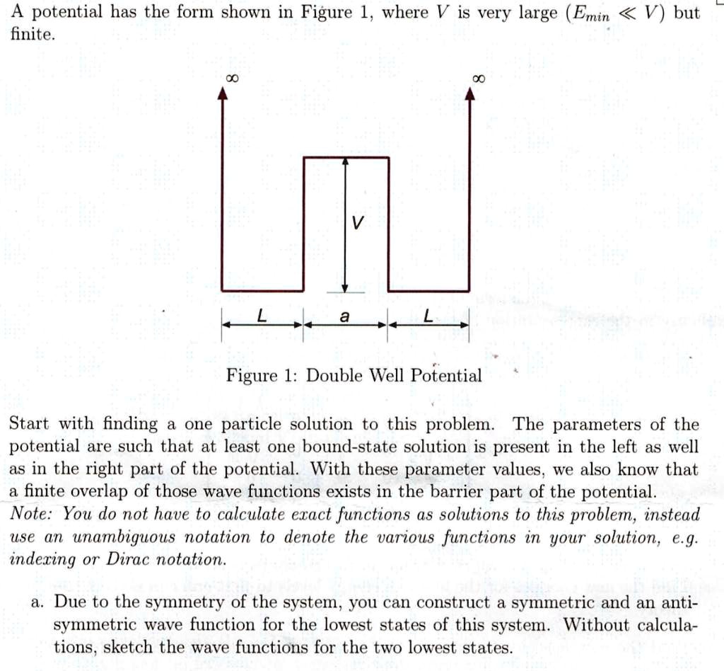 SOLVED: A potential has the form shown in Figure 1, where V is very large (Emin