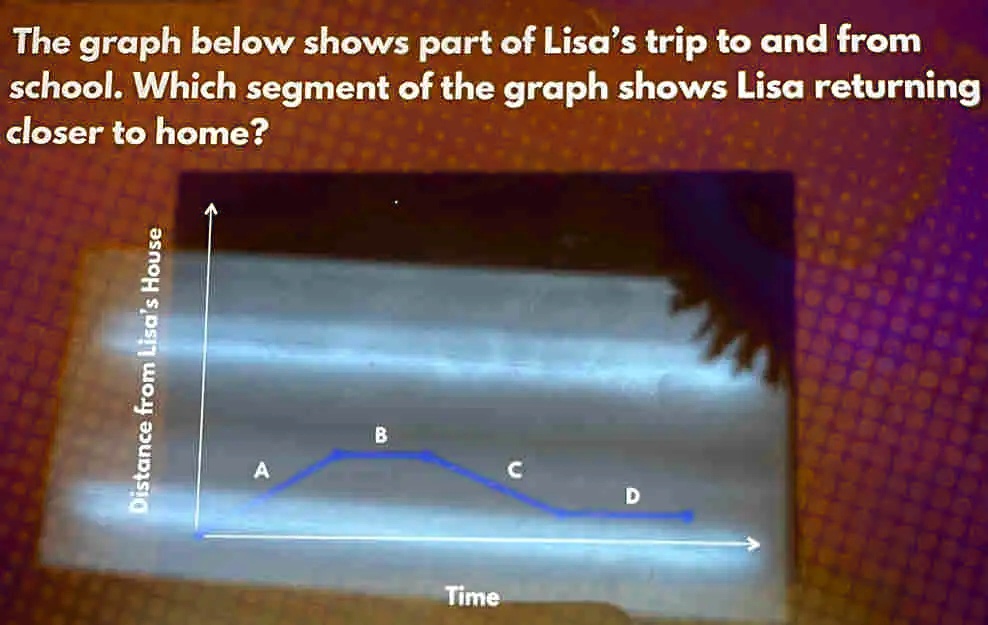 SOLVED: The graph below shows part of Lisa's trip to and from school ...