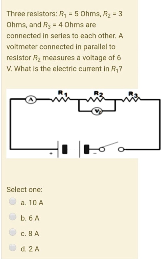 Three resistors: R1 = 5 Ohms, Rz = 3 Ohms, and R3 = 4 Ohms are ...